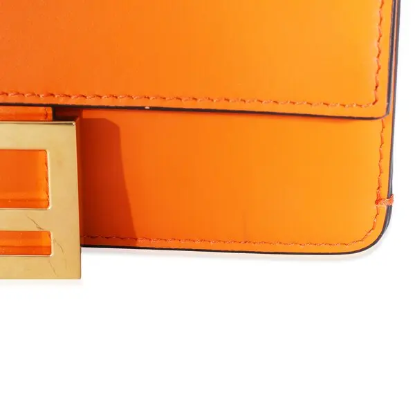 Fendi Calfskin Flat Baguette With Brown Strap