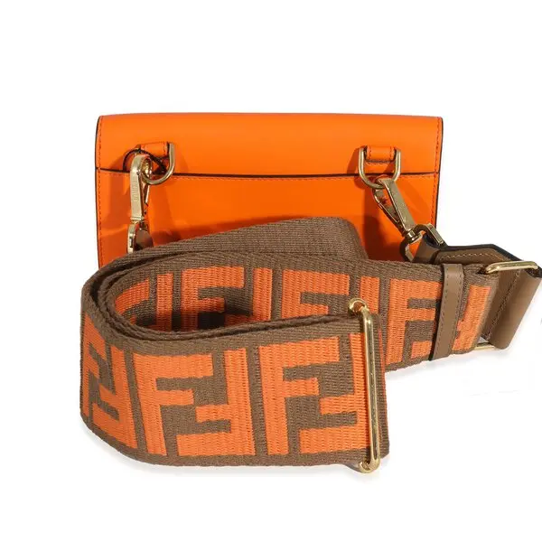 Fendi Calfskin Flat Baguette With Brown Strap