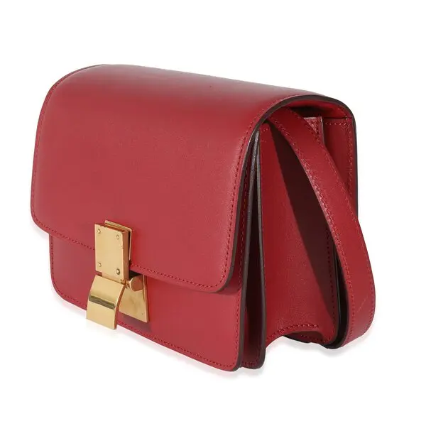 Celine Smooth Calfskin Classic Box Bag - Red