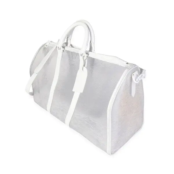 LOUIS VUITTON Keepall Bandoulière 50 Clear Epi Pvc Duffle Bag - White