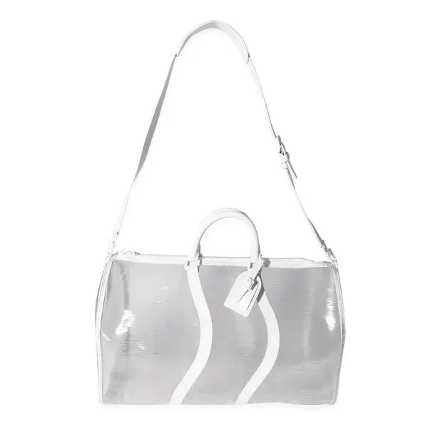 LOUIS VUITTON Keepall Bandoulière 50 Clear Epi Pvc Duffle Bag - White