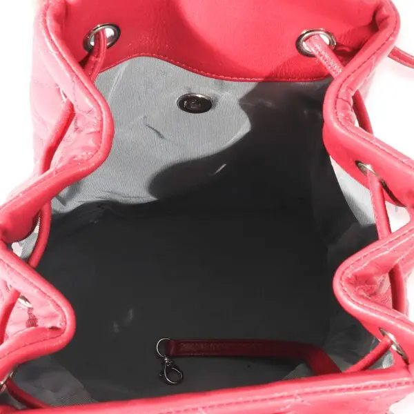 Chanel Red Quilted Calfskin Covered Cc Drawstring Backpack - Pink