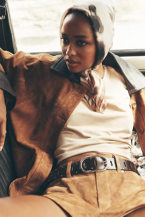 Anthropologie Studded Leather Belt - Brown