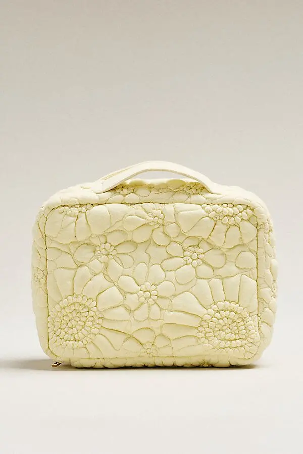 Anthropologie Quilted Floral Hangg Cosmetic Bag - Neutral