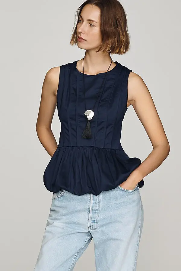 Anthropologie Bubble-hem Peplum Top - Eclipse