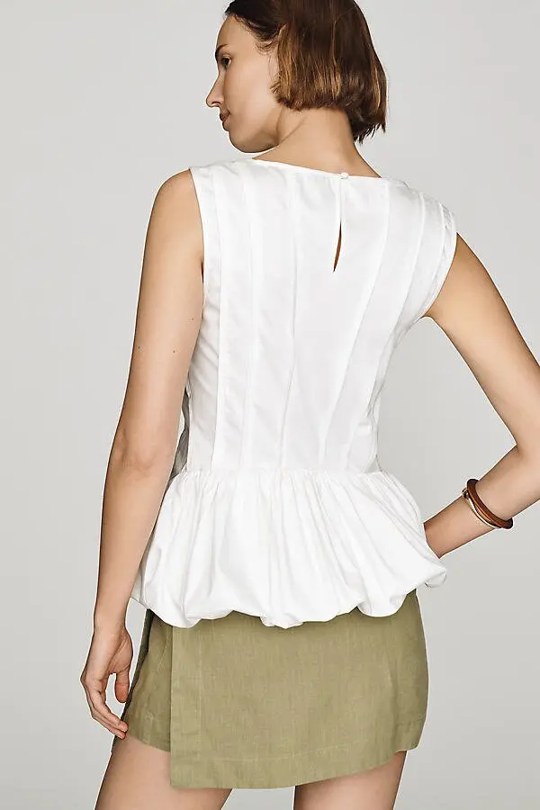 Anthropologie Bubble-hem Peplum Top - White