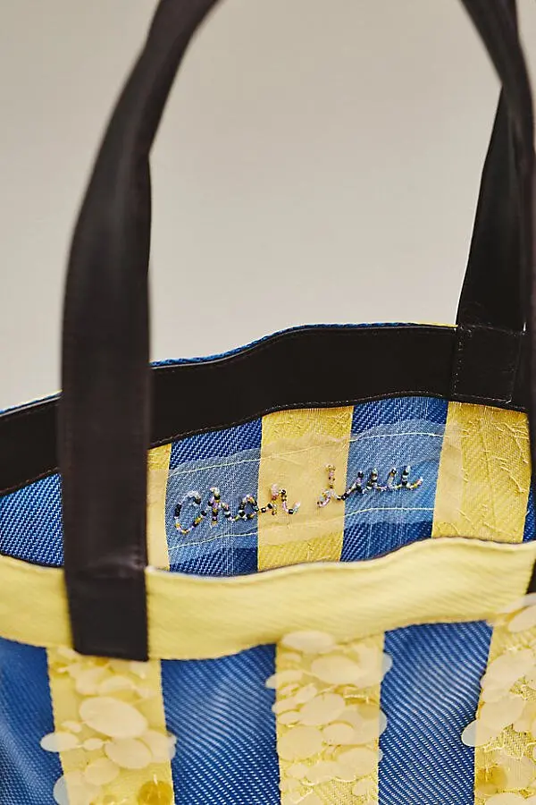 Chan Luu Striped Sequ Market Tote Bag