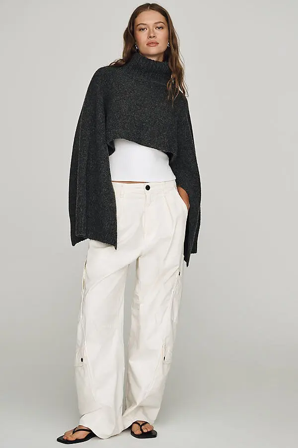 Anthropologie Funnel-neck Cropped Shrug - Dark Grey