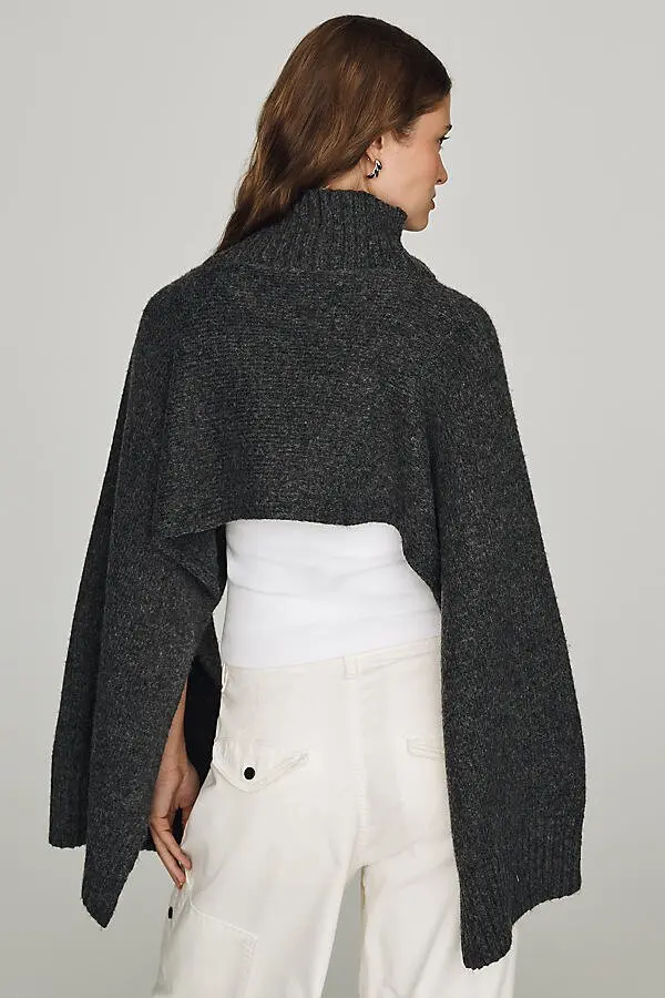 Anthropologie Funnel-neck Cropped Shrug - Dark Grey