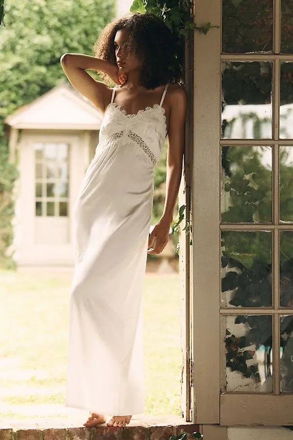 KILO BRAVA Lace Trim Maxi Slip - Ivory