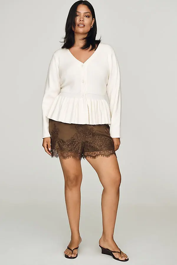English Factory Peplum Cardigan Top