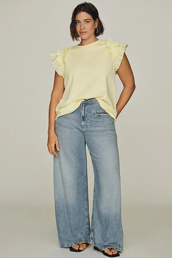 English Factory Cotton Ruffle Sleeve Top