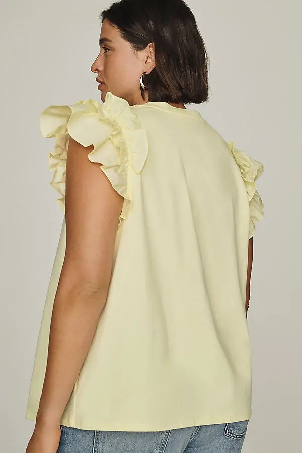 English Factory Cotton Ruffle Sleeve Top
