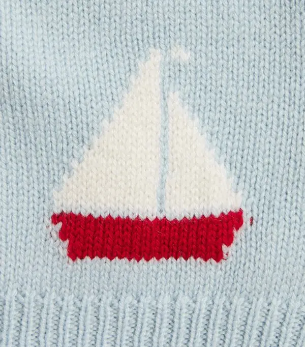 Rosie Sugden Cashmere Cardigan With Sailboat Motif