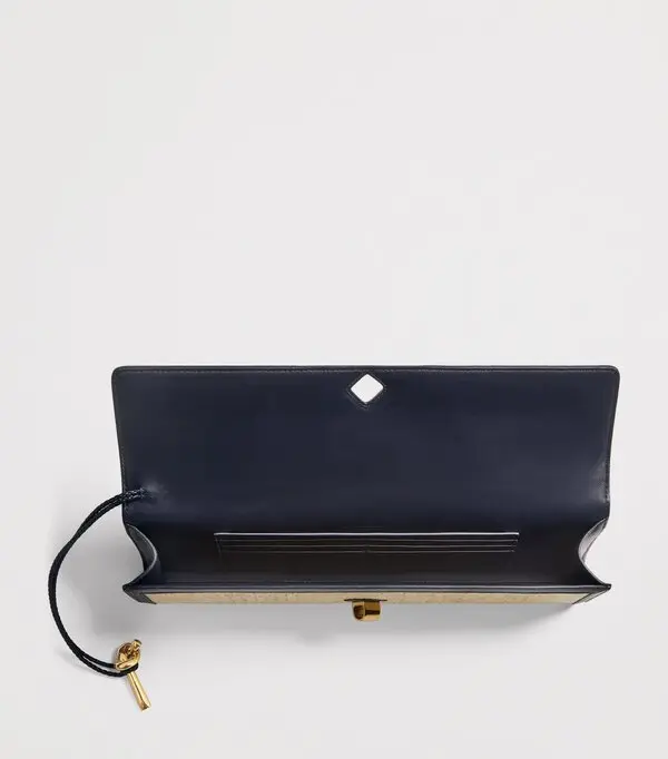 Bottega Veneta Raffia Andiamo Clutch Bag - White
