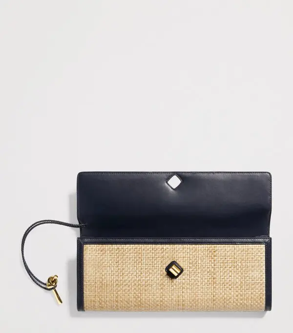 Bottega Veneta Raffia Andiamo Clutch Bag - White
