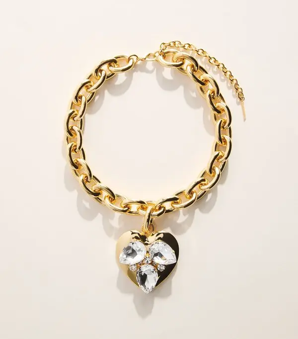 Alessandra Rich Heart Pendant Necklace - Gold