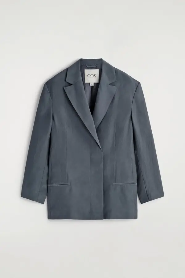 Cos Washed-silk Blazer - Blue