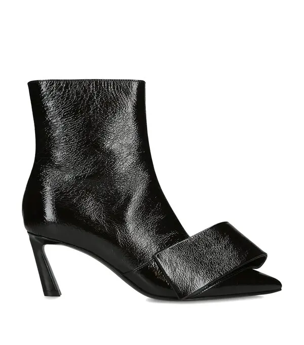 Givenchy Leather Twisted Ribbon Ankle Boots 65 - Black