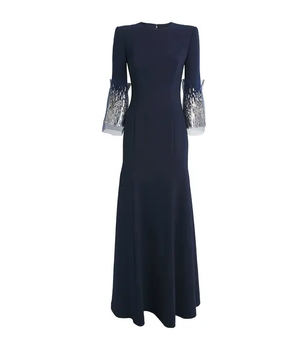Jenny Packham Embellished-cuff Anita Maxi Dress - Black