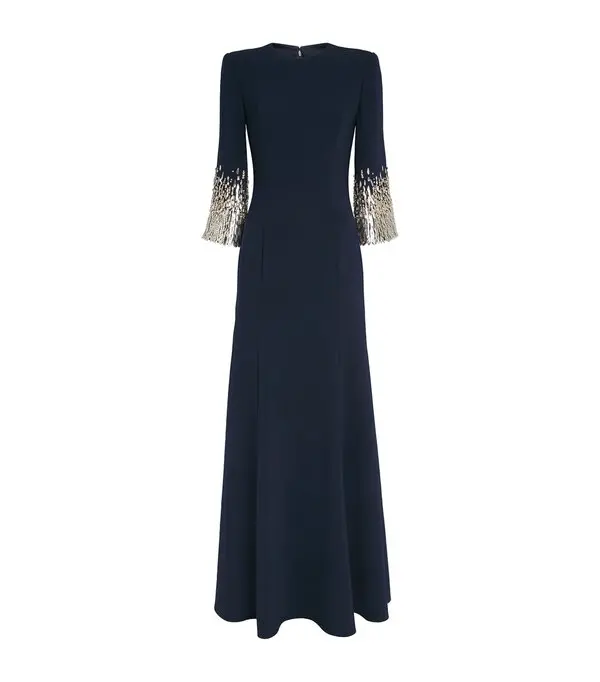 Jenny Packham Anita Embellished Cuff Maxi Dress - Black