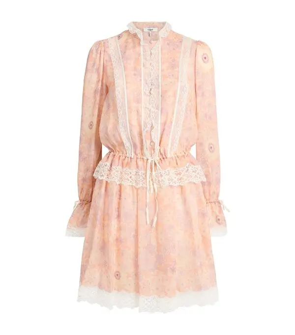 Chloé Silk-lace Floral Mini Dress - Nude