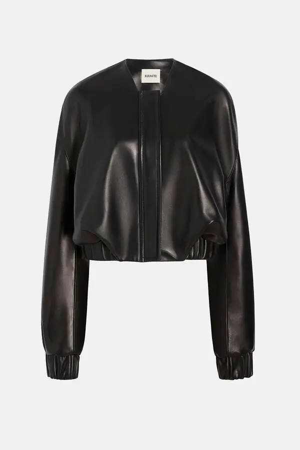 Khaite Leather Bomber Jacket - Nero