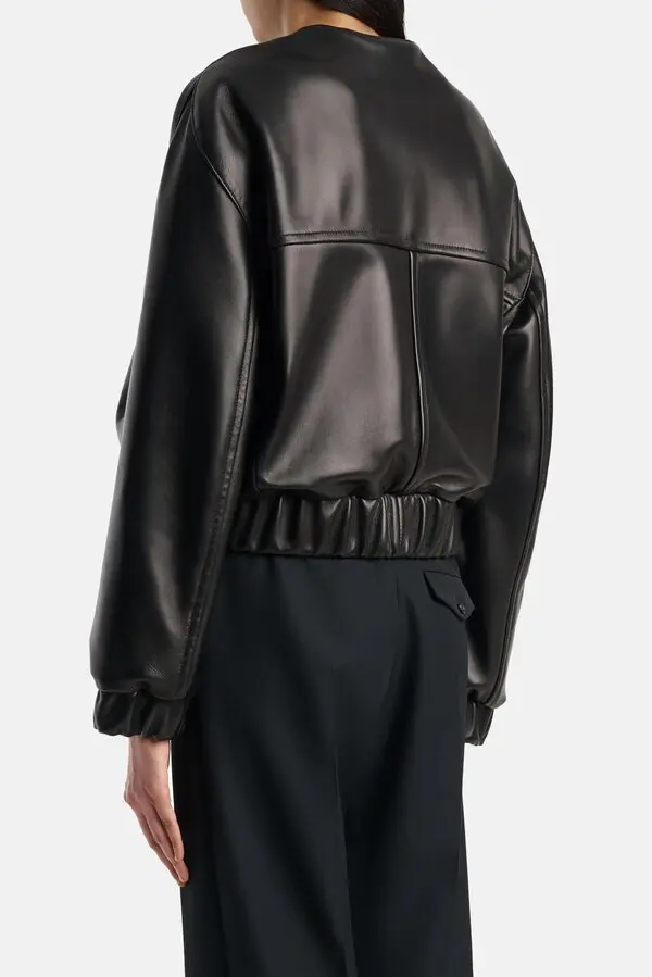 Khaite Leather Bomber Jacket - Nero