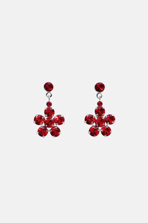 Simone Rocha Daisy Drop Earrings - Red