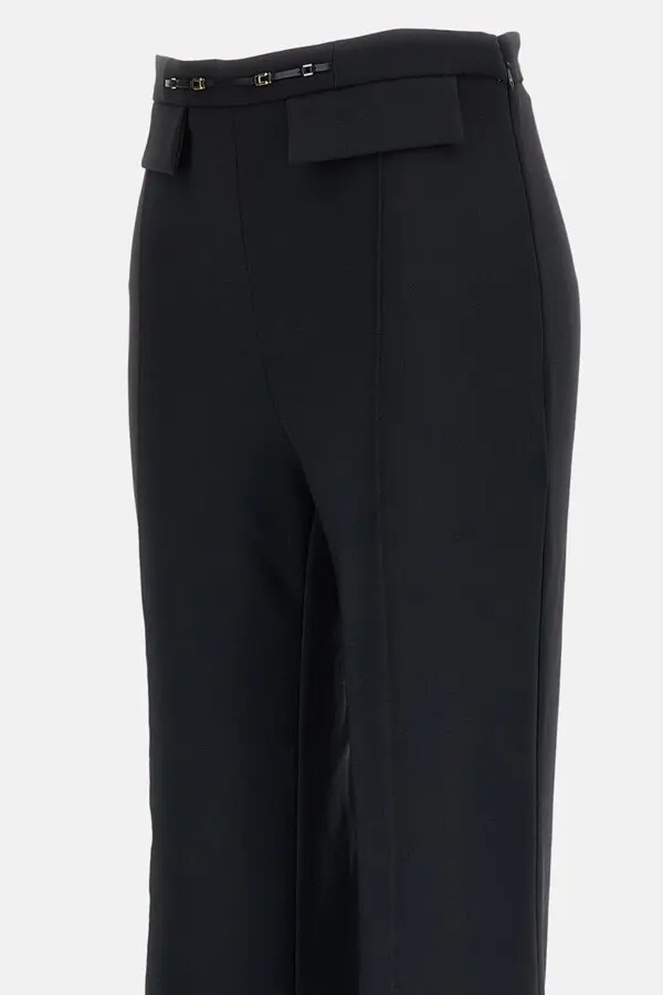 Elisabetta Franchi Stretch Crepe High Waist Flared Trousers