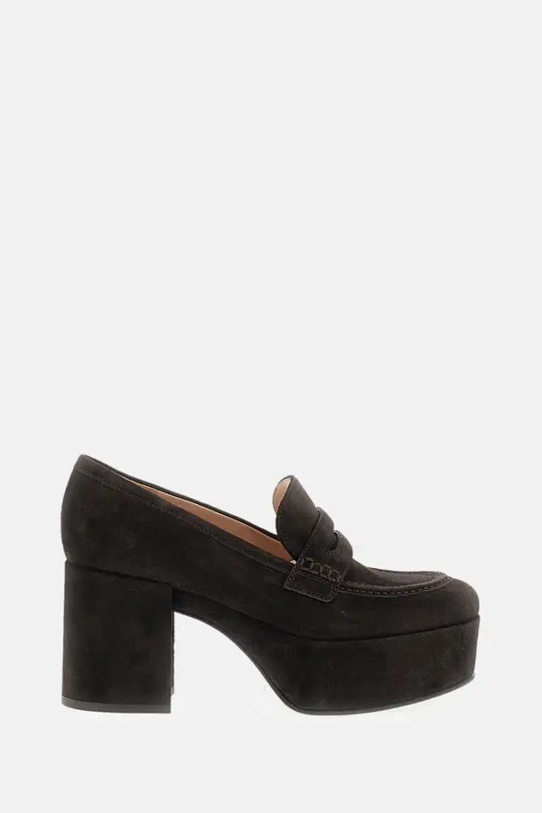 GIANVITO ROSSI Suede Platform Loafers - Marrone