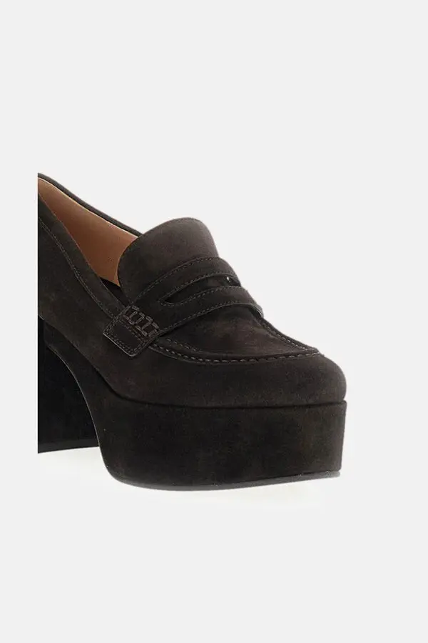 GIANVITO ROSSI Suede Platform Loafers - Marrone