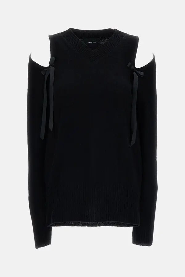Simone Rocha Cashmere V-neck Sweater With Bow Detail - Black