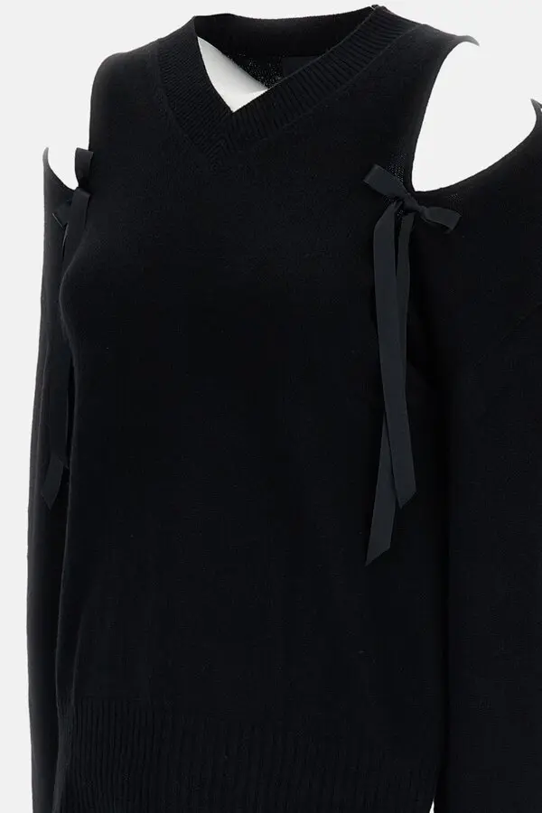 Simone Rocha Cashmere V-neck Sweater With Bow Detail