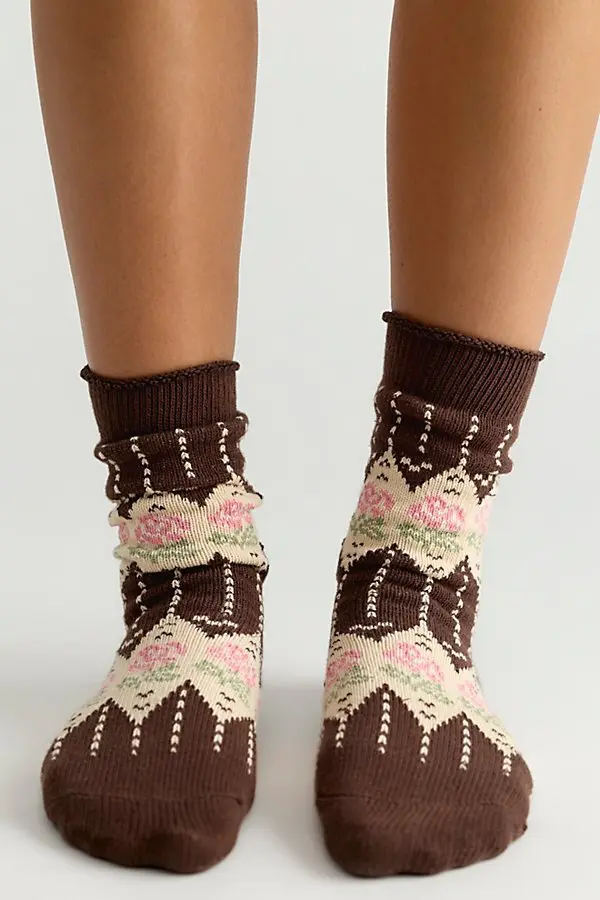 Free People Rosa Trouser Socks - Brown Combo