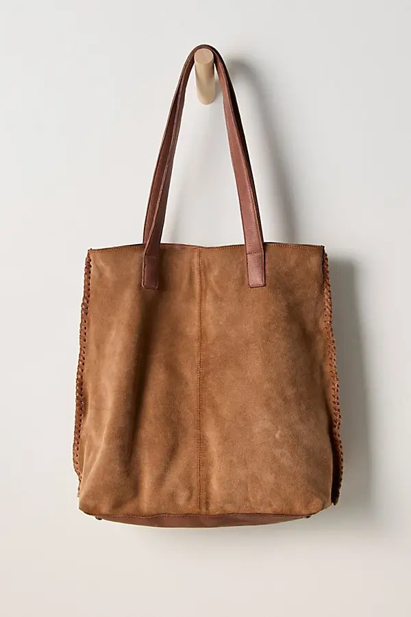Free People Suede Tote Bag With Contrasting Straps
