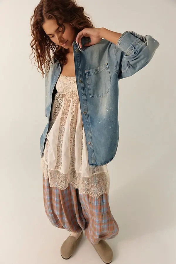 Free People We The Free Rally Cocoon Button Down Denim Top - Ubi