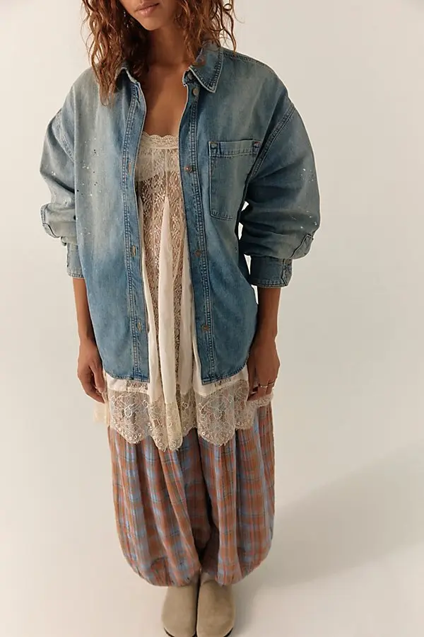 Free People We The Free Rally Cocoon Button Down Top