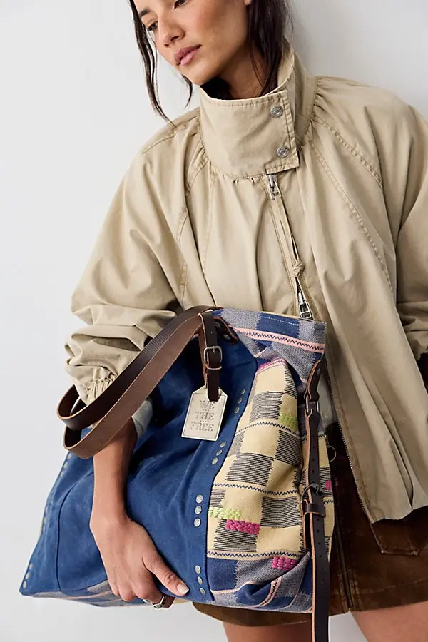 Free People We The Free Patchwork Tote Bag - Blue