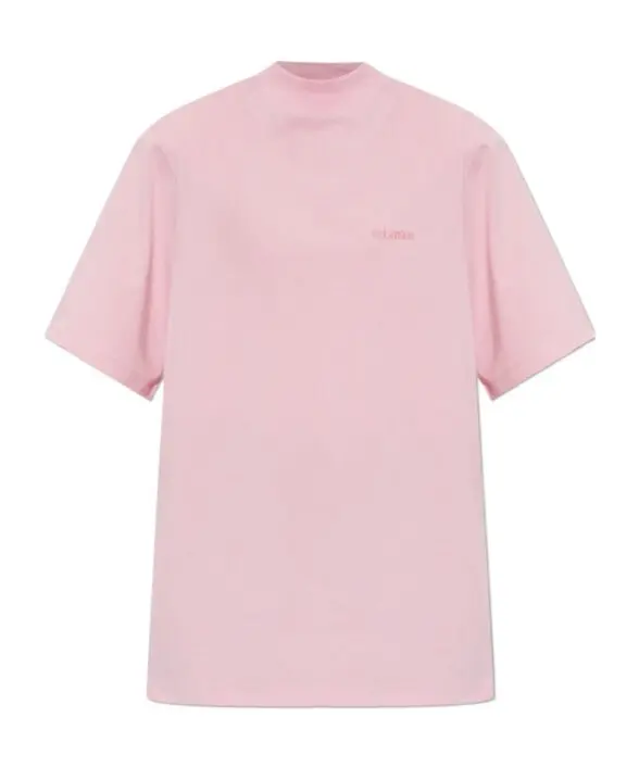 Attico High Neck T-shirt With Embroidered Logo