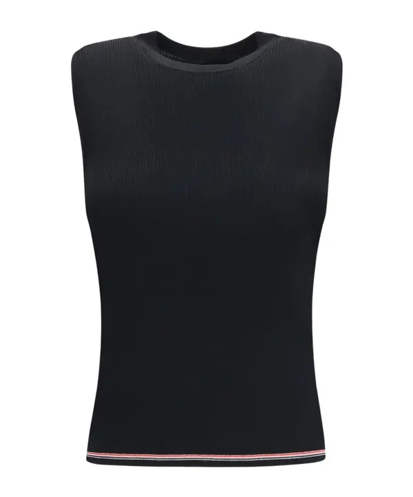 Thom Browne Sleeveless Striped Ribbed Top - Black