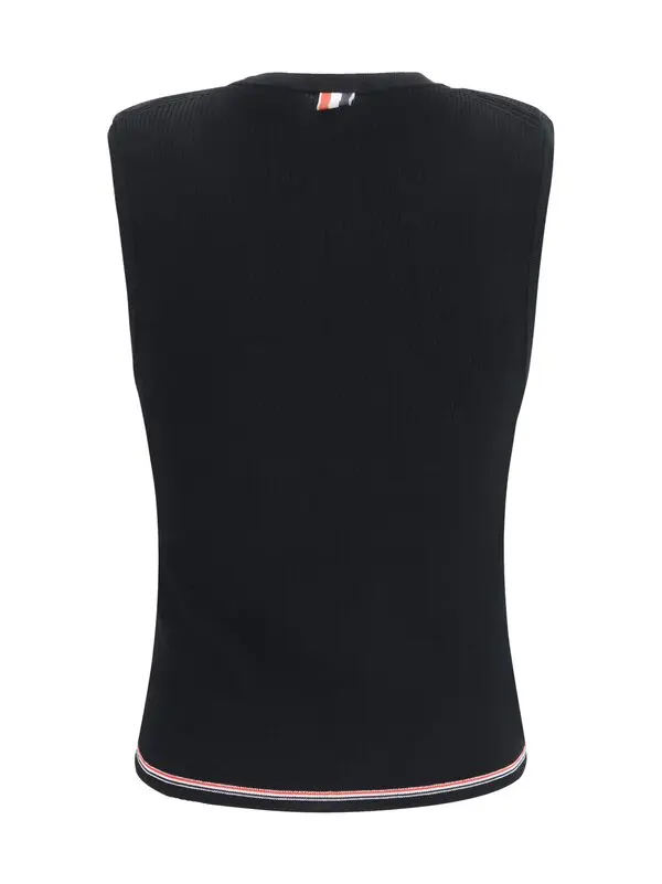 Thom Browne Sleeveless Striped Ribbed Top