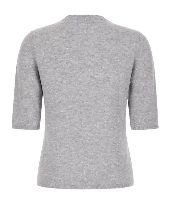 Fabiana Filippi Sequin Embellished Crew Neck Short Sleeve Sweater - Grey