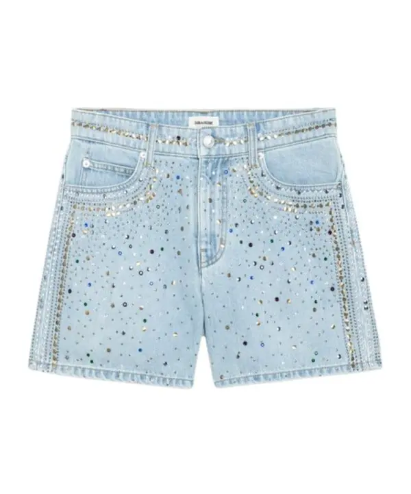 Zadig&Voltaire Denim Shorts With Belt Loops - Light Blue