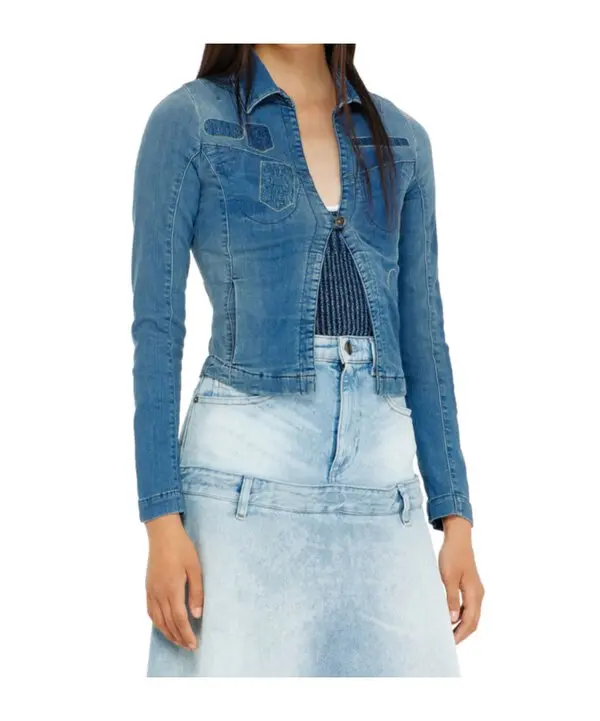 DIESEL® One-button Denim Shirt With Patch Effects