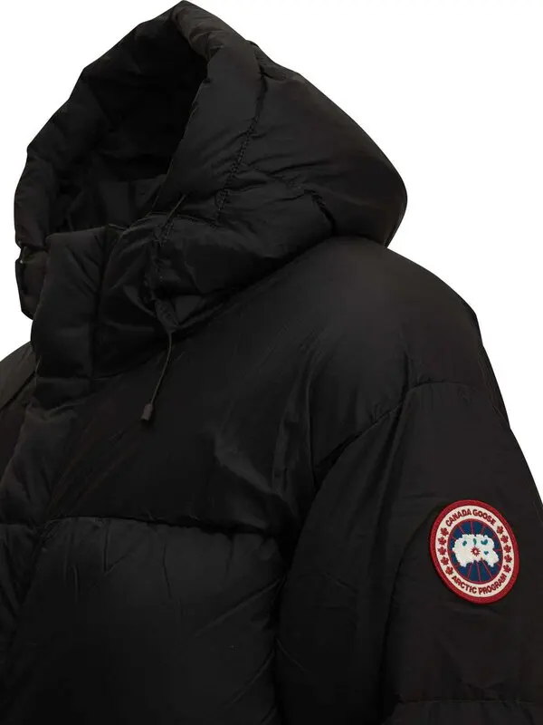 Canada Goose Sterling Down Jacket With Hood And Logo Patch - Black