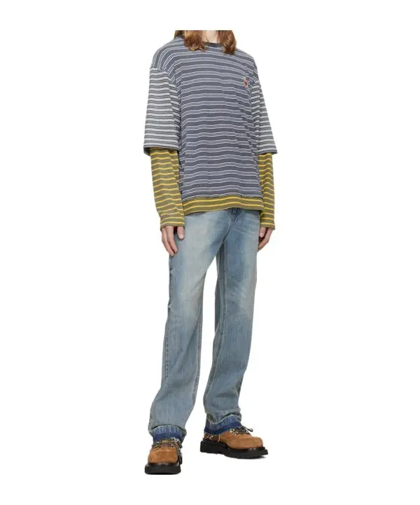 We11Done Contrast Striped Layered T-shirt