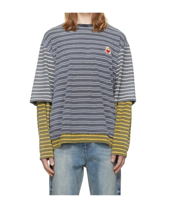 We11Done Contrast Striped Layered T-shirt