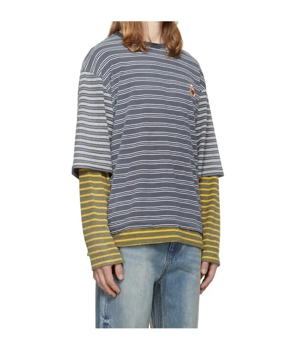 We11Done Contrast Striped Layered T-shirt