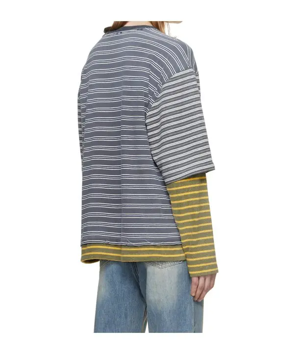 We11Done Contrast Striped Layered T-shirt